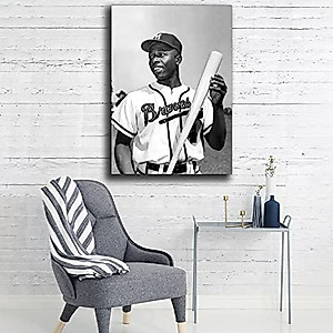Hank Aaron Milwaukee Braves Baseball Poster Decorative Painting Canvas Wall Art Living Room Posters Bedroom Painting 16x24inch(40x60cm)