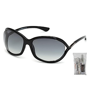 Tom Ford FT0008 Jennifer 48H 61MM Transparent Dark Brown/Polarized Brown Geometric Square Sunglasses for Women + BUNDLE with Designer iWear Eyewear Kit