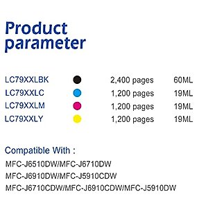 EASYPRINT Compatible (2xBCMY, 2SET) LC79XXL Ink Cartridges Replacement for HY LC79xl Used for Brother MFC-J6510DW MFC-J6710DW MFC-J6910DW MFC-J5910CDW MFC-J6710CDW MFC-J6910CDW MFC-J5910DW, (8-Pack)