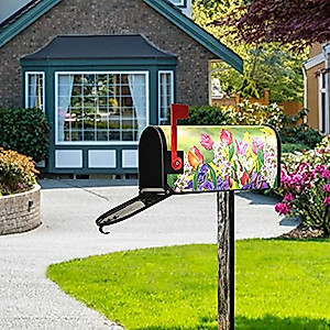 WOOR Spring Summer Flowers Daffodils and Tulips Magnetic Mailbox Cover Garden Yard Home Decor for Outdoor Standard Size-18"x 20.8"