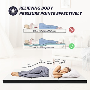 Folding Mattress, Tri-Fold Gel Memory Foam Mattress Portable Foldable Mattress with Washable Cover & Non-slip Bottom & Breathable Mesh Sides, Certipur-Us Certified, Fiberglass Free, (4 Inch, Full)