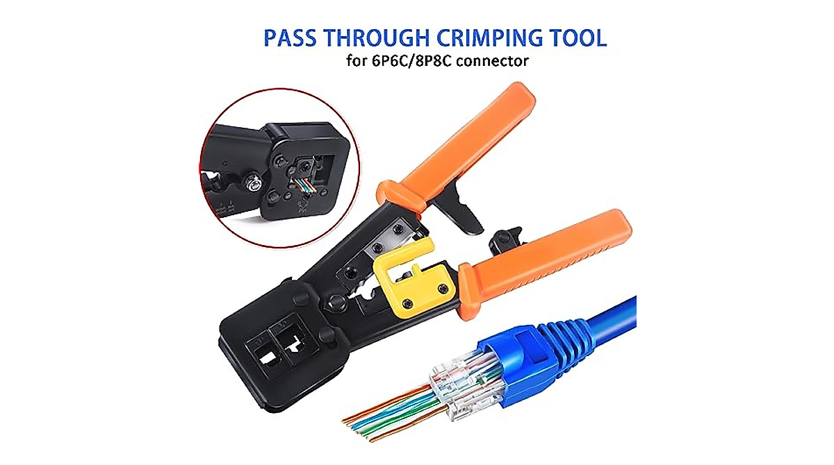 RJ45 Crimp Tool: Ethernet Crimper & 50 Connectors