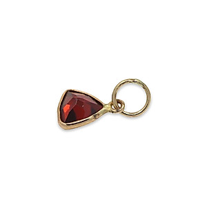 Garnet Charm 5mm Triangle-Shape Handmade In 14k Yellow Gold