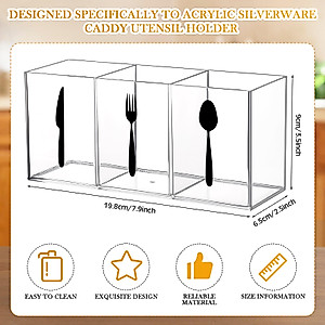 Suzile Acrylic Cutlery Storage Organizer Bin Clear Silverware Caddy Countertop Knife Spoon and Fork Holder Kitchen 3 Section Tableware Storage Box for Cabinet Indoor Outdoor Home Flatware Dining Room