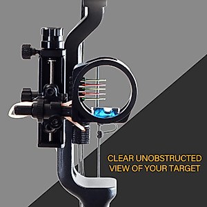 SOPOGER Archery Bow Sight for Compound Bows Target Hunting Single Pin or 5 Pin Bow Sight with 6X 1.75 Scope Lens Long Bar Right Hand for Quicker Sight Acquisition - Combos Available (5 Pin(6X)