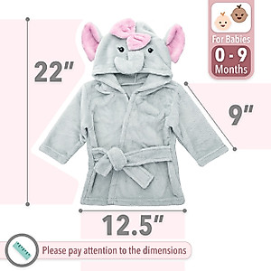 Mr. Pen- Baby Animal Face Robe, Unisex, 0-9 Month, Plush Baby Robe, Animal Face Robe, Baby Bathrobe, Elephant Bathrobe Baby, Baby Bath Robe, Hooded Baby Towels, Baby Robes, Baby Bath Towel