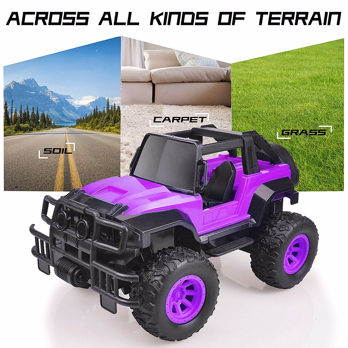 YongnKids Remote Control Car for Girls Boys, Rc Car Toy for 3 4 5 6 7 Years Old - 1:20 Scale Rc Truck with Road Vehicle for Kids Birthday Easter Christmas Toy Gift,Purple