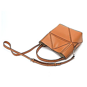 EvaLuLu Small Crossbody Bag for Women Leather Bucket Shoulder Bag Changeable Shape Purse (Small, Brown)