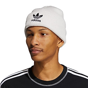 adidas Originals Trefoil Beanie, White-Orbit Grey/Black, One Size