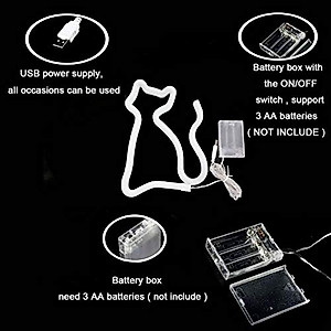 QiaoFei Cute Neon Light,LED Cat Sign Shaped Decor Light,Marquee Signs/Wall Decor for Christmas,Birthday Party,Kids Room, Living Room, Wedding Party Decor (Cat-Blue)