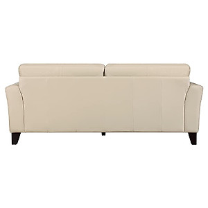 Lexicon Thierry 19" Modern Plywood and Leather Sofa in Cream Finish