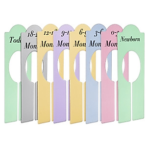 Colorful Closet Dividers Baby Boy Girl Clothing Rack Size Dividers with Sizes Newborn to 18-24 Months (8 Pieces)