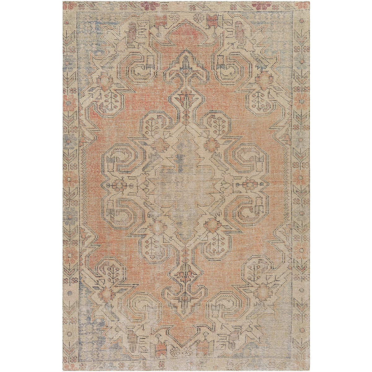 Mark&Day Area Rugs, 5x7 Jukwerd Traditional Cream Area Rug, Cream Orange Grey Carpet for Living Room, Bedroom or Kitchen (5' x 7'6")