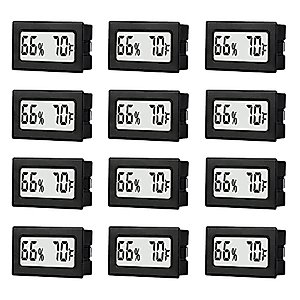 12 Pack Mini Small Digital Hygrometer Thermometer Indoor Temperature and Humidity Meter Gauge with Temp Humidity Sensor Monitor Fahrenheit (℉) for Jars,Home,Room