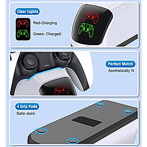 PS5 Controller Charging Station for Playstation 5 Dualsense Controller with Dual Stand Charger Dock, Upgrade PS5 Controller Charger Accessories Incl. Fast Charging Cable, PS5 Charging Station White