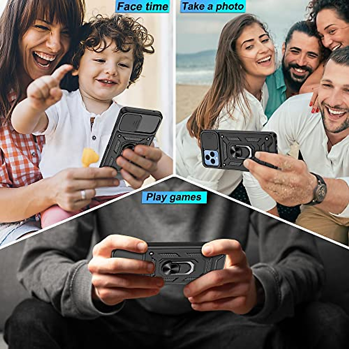 For T-Mobile REVVL 6 5G Case with HD Screen Protector, 360° Rotation Ring Kickstand [Military Grade] Protective Case for T-Mobile REVVL 6 5G,Black