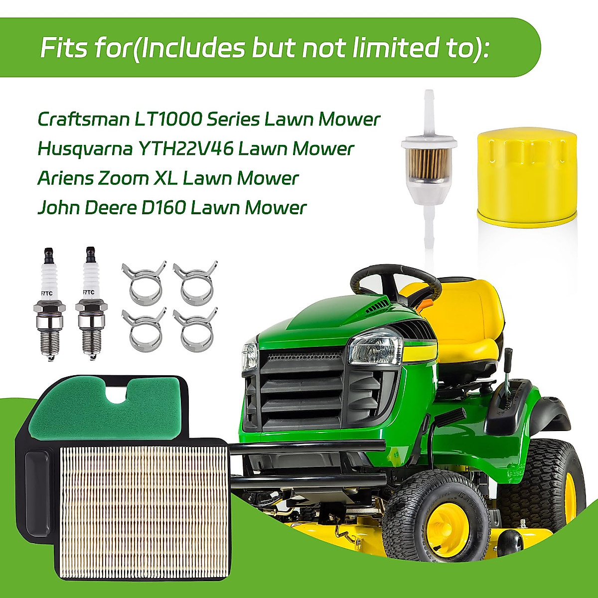 KH-20-083-02-S Air Filter Oil Filter fits Kohler Courage 15 16 17 18 19 20 21 22 HP Engine for Craftsman LT1000 Series Husqvarna YTH22V46 Ariens Zoom XL John Deere D160 Tractor Lown Mower