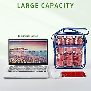 MAY TREE Clear Crossbody Messenger Shoulder Bag Stadium Approved Transparent Purse Suitable for Work Concert Sports (Blue)