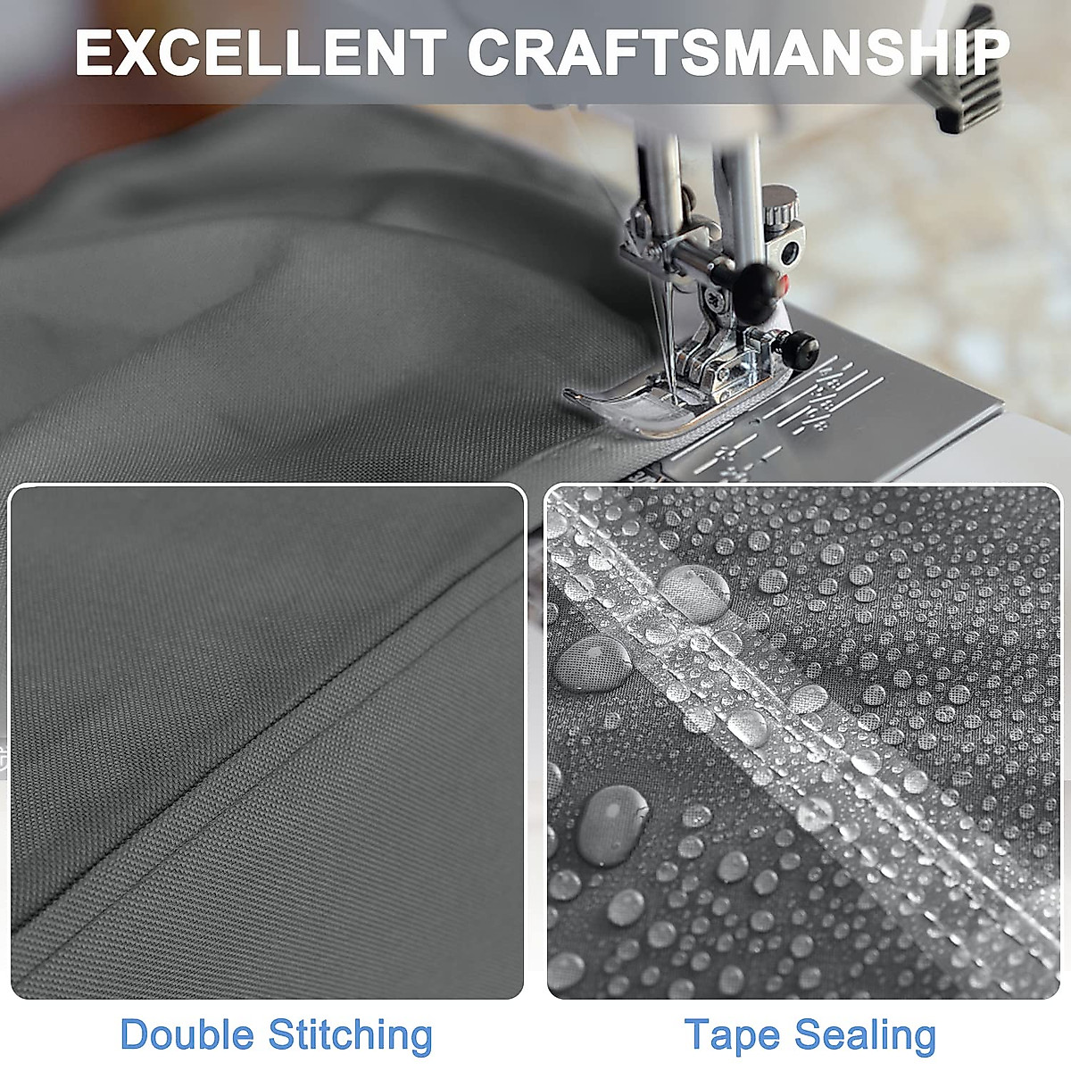 ABCCANOPY Outdoor Rectangular Patio Furniture Covers 600D Oxford Heavy Duty Table Cover Waterproof Windproof Anti-UV Dust Proof Protective Covers Dining Table & Chair Set Cover 138x76x28 inches