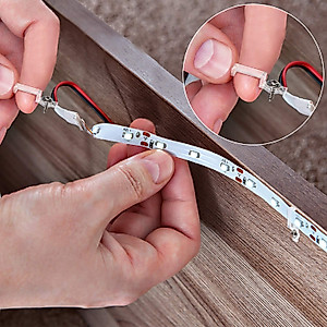 Mudder 200 Pieces LED Strip Light Clips Mounting Bracket Fixing Clip, One Side Fixing Clips with 200 Pieces Screws for Fixing 10 mm Wide Non Waterproof 3528/5050 LED Light Strip (Transparent)