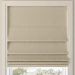 Sun Zero Preble Textured Total Blackout Cordless Roman Shade, 35" x 64", Beige