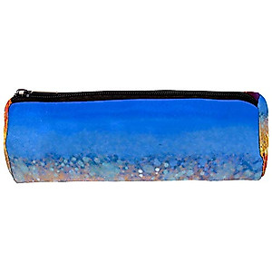 Abstract Flowers Field Watercolor Painting Pencil Bag Pen Case Stationary Case Pencil Pouch Desk Organizer Makeup Cosmetic Bag for School Office