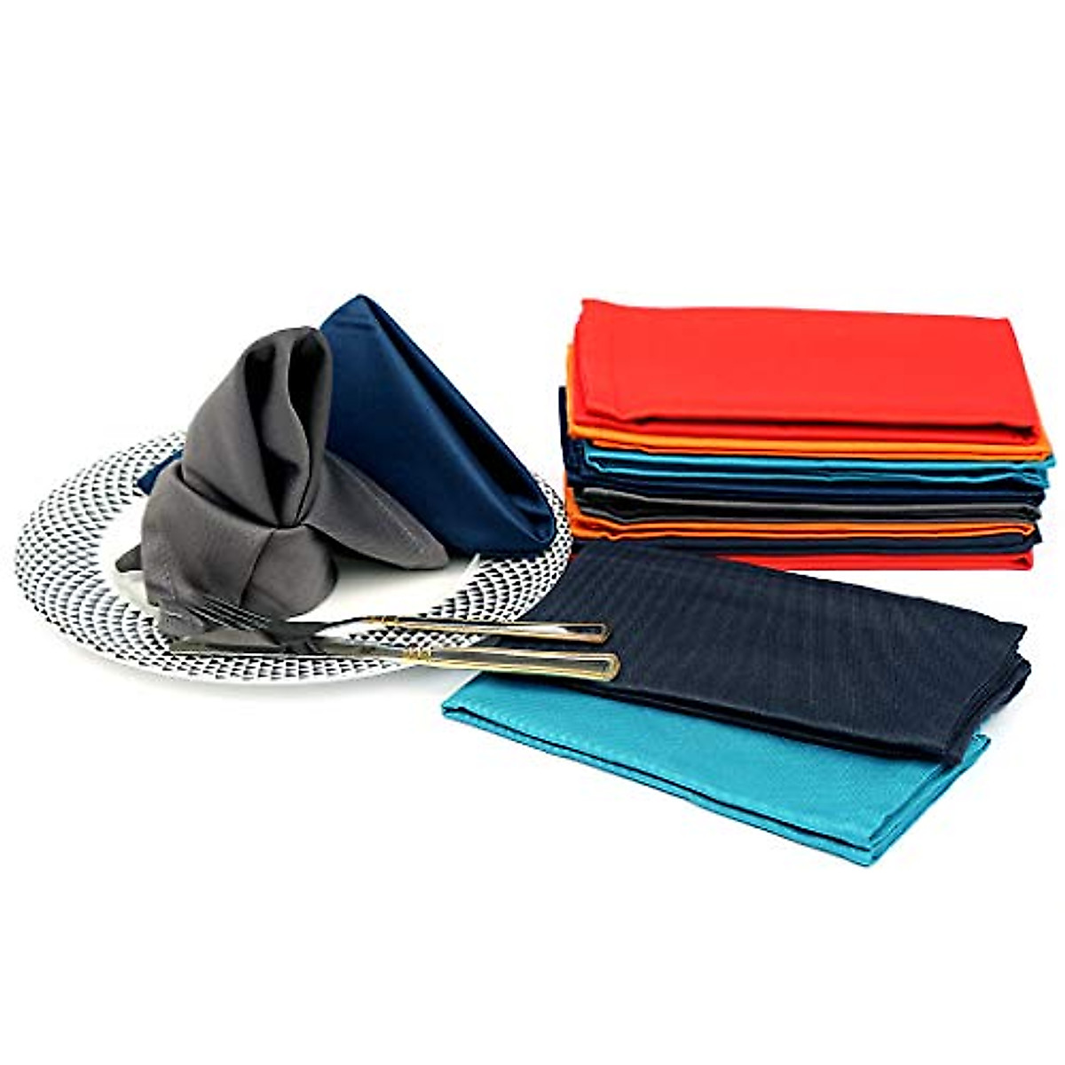 Ruvanti Cloth Napkins Set of 12, 18x18 Inches Napkins Cloth Washable, Soft, Durable, Absorbent, Cotton Blend. Table Dinner Napkins Cloth for Hotel, Lunch, Restaurant, Weddings, Parties - Multi Color