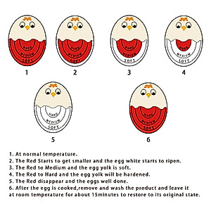 Egg Timer Sensitive Hard & Soft Boiled Color Changing Indicator Tells When Eggs are Ready (Red 2pack)