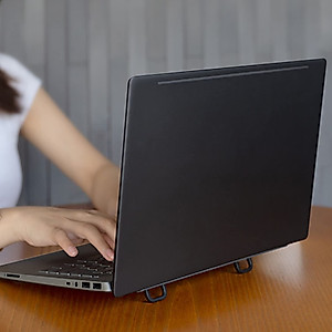 Qiveno 2Pcs Self-Adhesive Keyboard Stand for Desk, Portable Laptop Kickstand, Adjustable Laptop Stand Riser Feet Aluminum Stable for MacBook, 10-18" Laptop, iPad(Black)