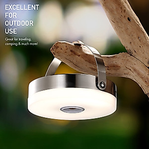 O’Bright Thurlow - Portable LED Lamp for Outdoor / Indoor, Built-in Rechargeable Battery, IP44 Water Resistant, Travel Light, Camping Lantern, Patio Table Lamp, Night Lamp, Brushed Nickel