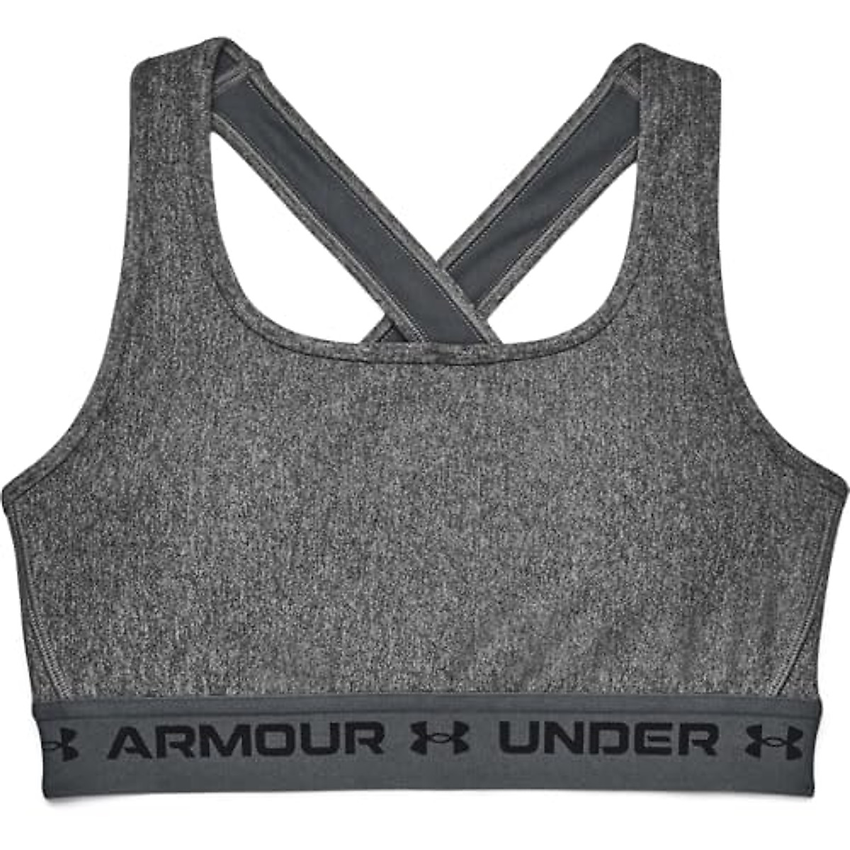 Under Armour Womens Crossback Mid Impact Heather Sports Bra , Charcoal Light Heather (019)/Black , Medium