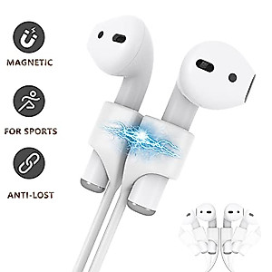 Polislime AirPods Case Cover with Cleaner kit & Magnetic Anti-Lost Straps,Secure Lock Clip with Carbon Fiber Protection Design Case Shell for Apple Airpod Case 2nd &1st Generation -【5 in 1】 Black