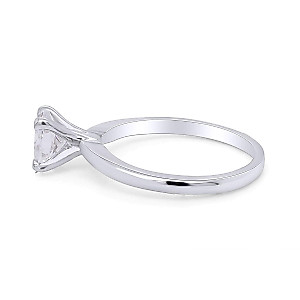 Jewel Zone US Cushion Cut White Cubic Zirconia Anniversary Solitaire Ring in 14k White Gold Over Sterling Silver (0.75 Carat)