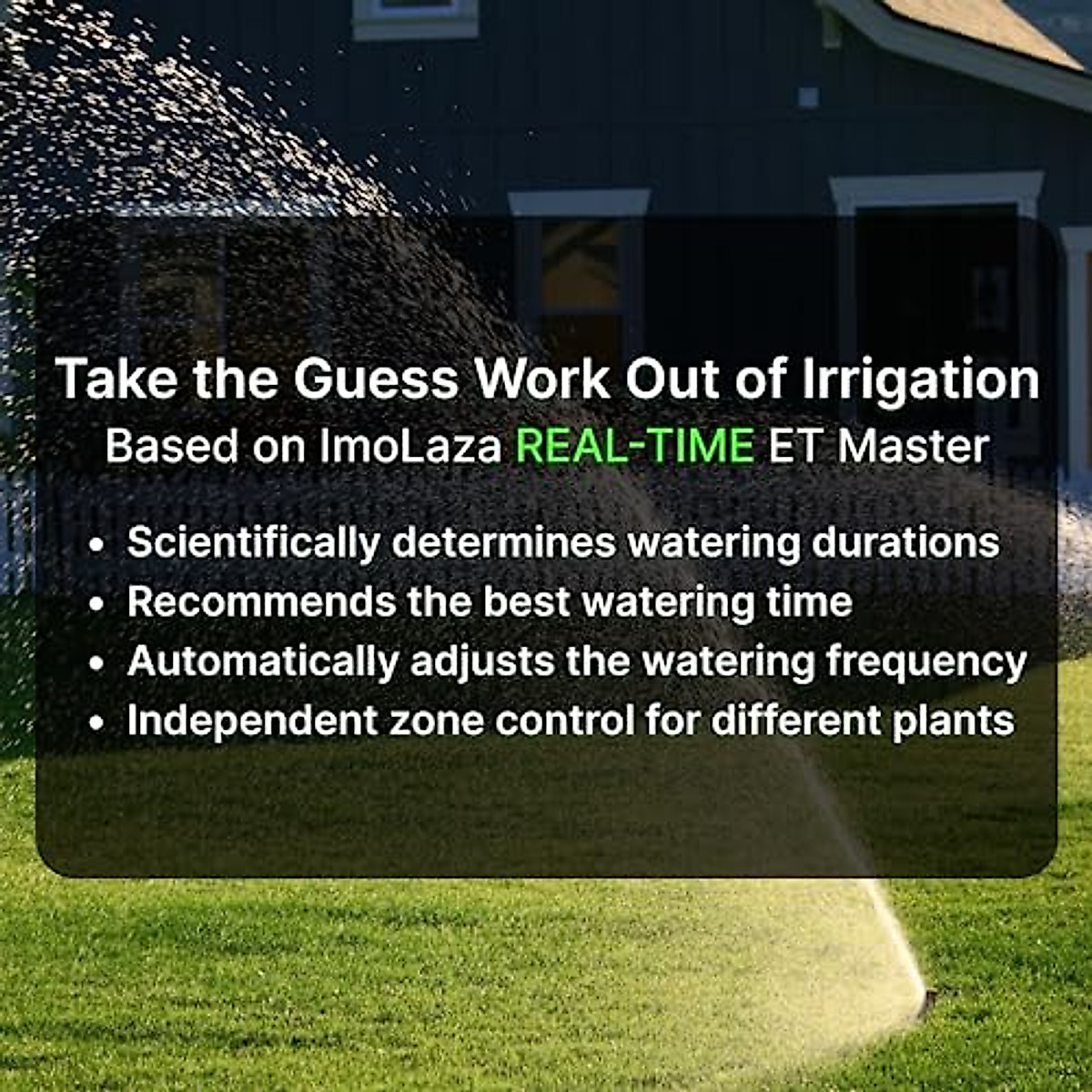 ImoLaza Smart Sprinkler Controller Evapotranspiration Master: 8 Zones WiFi Irrigation Controller with Automated Watering and App Control, Save Water Through Rain, Freeze, Wind and Saturation Skip