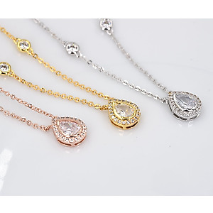 Sterling Silver Waterdrop Pear Shape Pendant Droplet Necklace