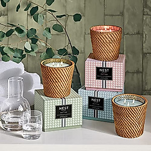NEST Fragrances Driftwood & Chamomile Scented 3-Wick, Long-Lasting Candle for Home with Rattan Sleeve, 21 Oz
