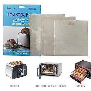 Akblaklsa 12 Pack Reusable Toaster Bags Non-Stick, Toasted Sandwich Bags, Washable Toastie Bags for Toaster Microwave Grill, Toast Bags for Toast Sandwich Panini Snacks