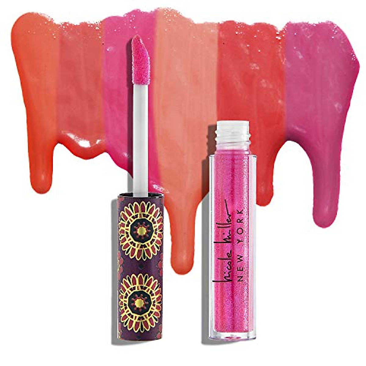 Nicole Miller Lip Gloss Collection Shimmery Glosses for Women and Girls Long Lasting Color Set with Rich Varied Colors, Pink Shimmer, 10 Count (Pack of 1)