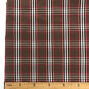 Brown Checkered Plaid Fabric Light Weight Yarn Dyed Polyester Tartan Width 57inches for DIY Home Decor Craft (2 Yard pre Cut)
