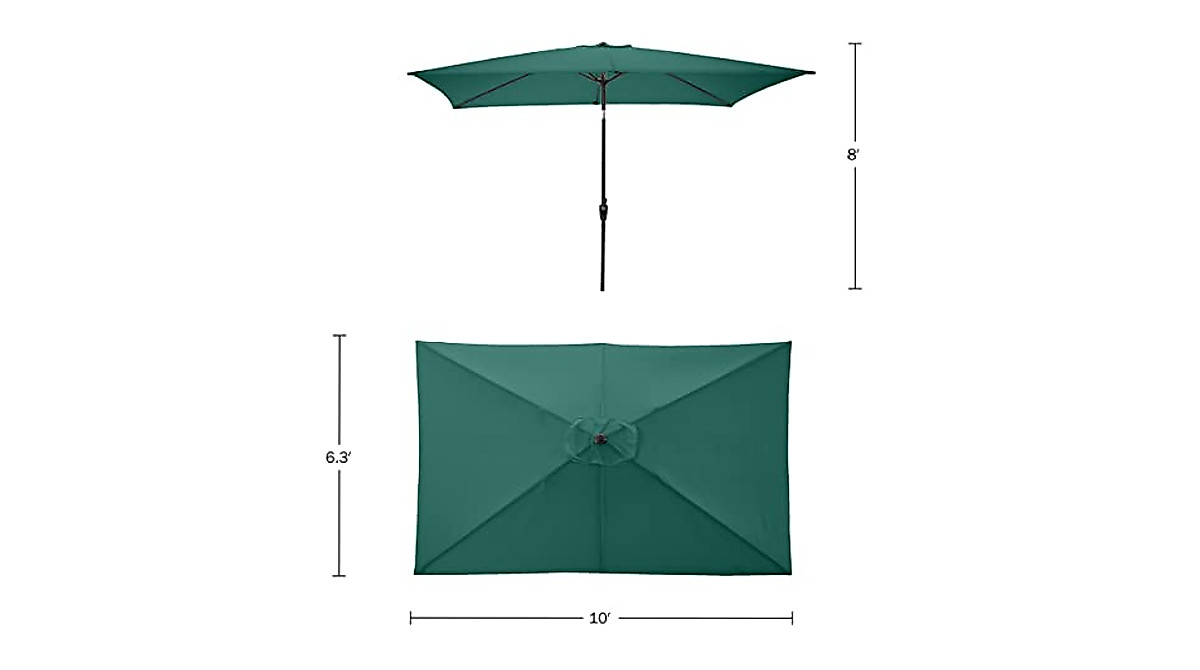 Pure Garden Hunter Green Rectangular Patio Umbrella - Tilt