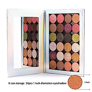 Allwon Magnetic Palette Mermaid Empty Makeup Palette with Mirror and 30Pcs Adhesive Empty Palette Metal Stickers for Eyeshadow Lipstick Blush Powder (Silver)
