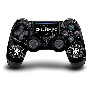 Head Case Designs Officially Licensed Chelsea Football Club Black Marble Mixed Logo Matte Vinyl Sticker Gaming Skin Case Cover Compatible With Sony PlayStation 4 PS4 DualShock 4 Controller