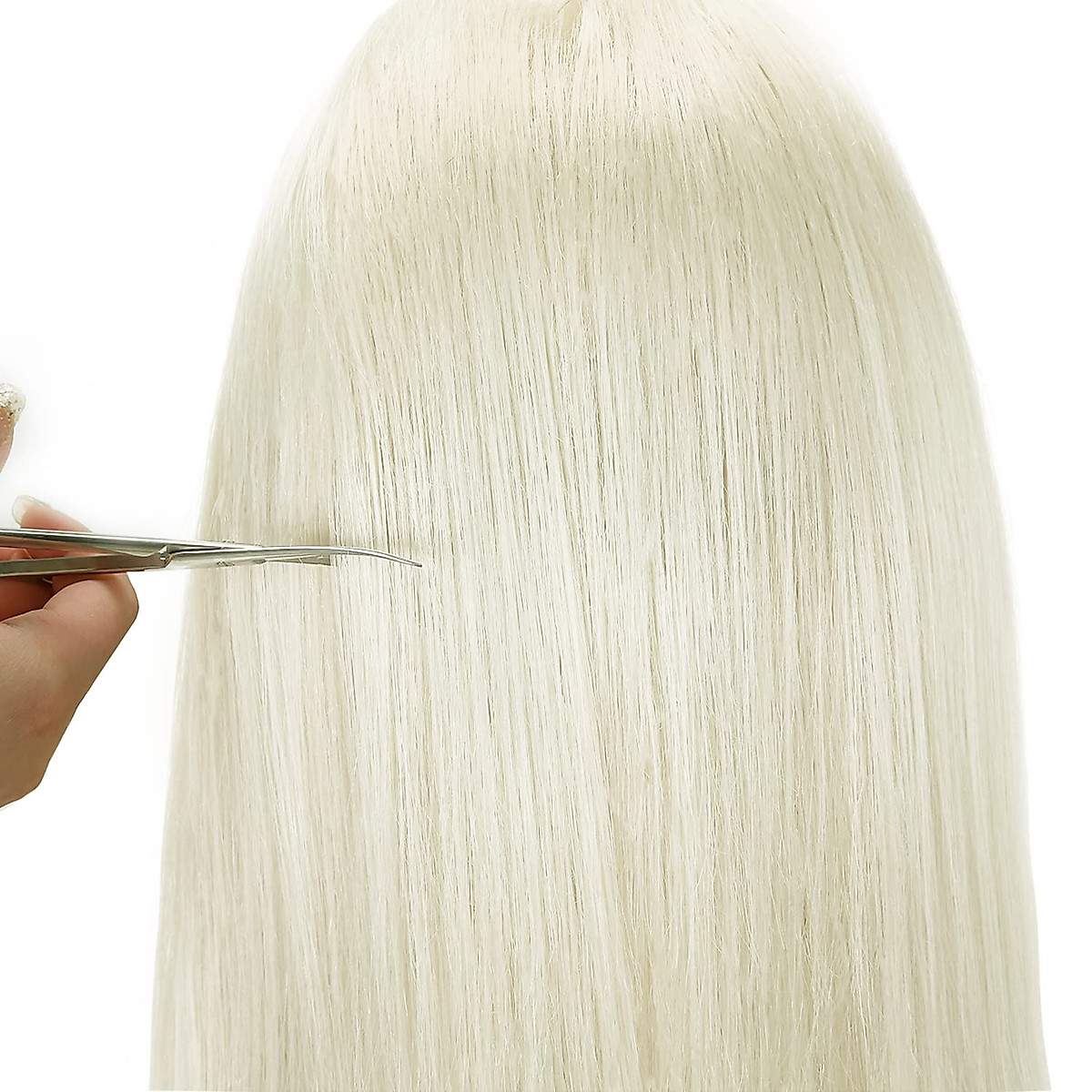 Armmu 26"-28" Long Hair Mannequin Head with 60% Real Hair, Hairdresser Practice Training Head Cosmetology Manikin Doll Head with 9 Tools and Clamp - #613, Makeup On