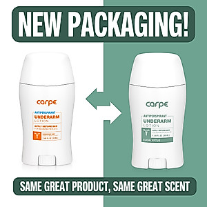 Carpe Underarm Antiperspirant and Deodorant, Pack of 3-WITH 3 FREE ON-THE-GO WIPES!