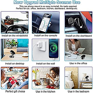 ZXK CO Magnetic Phone Holder for Car Multi-Functional Cell Phone Mount Desk Phone Holder Strong Magnet Car Phone Mount 360° Rotation Foldable Phone Cradle for Dashboard Screens All Smartphones