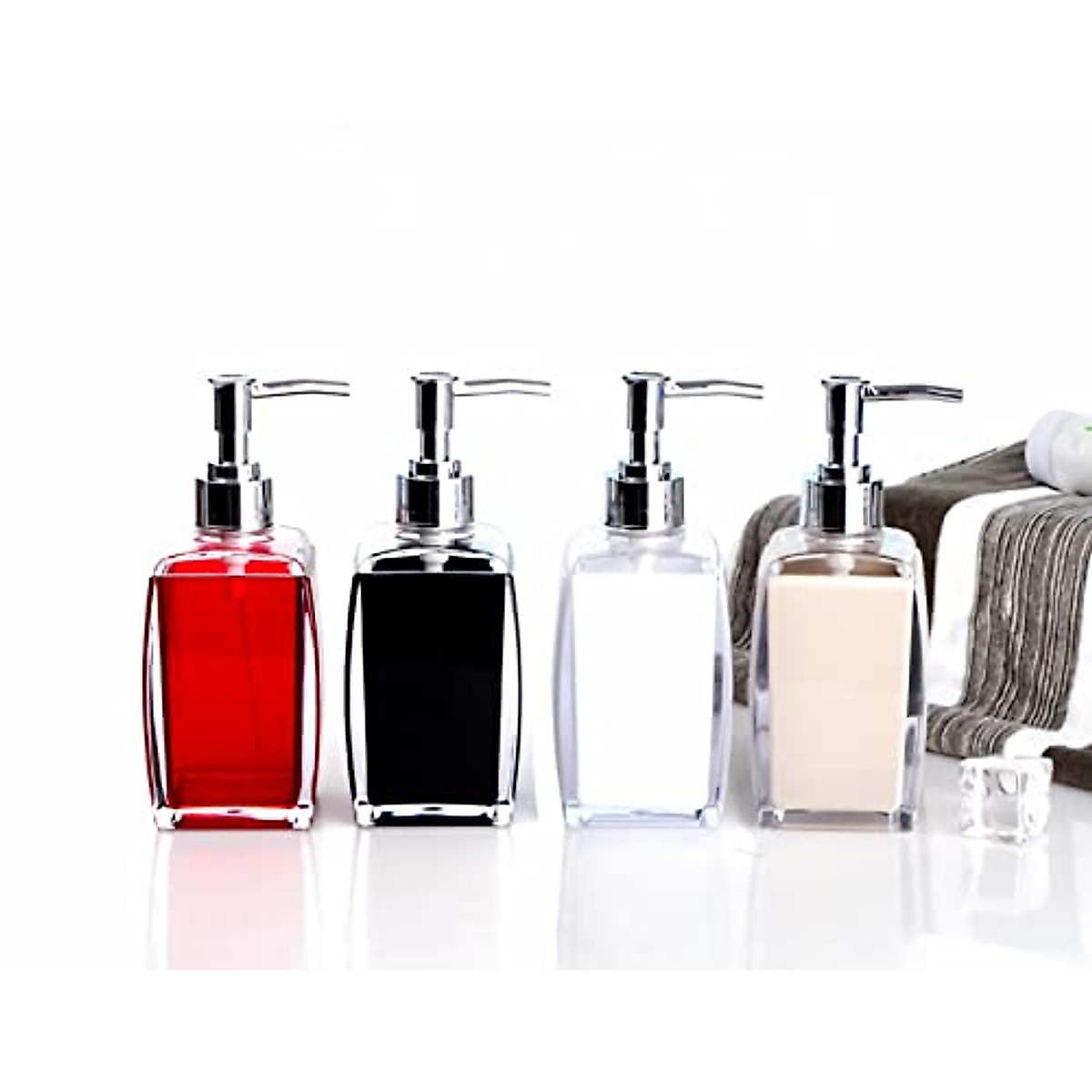 TUANYO Resin Red Bathroom Accessories Set, 5 Piece Acrylic Bathroom Accessory Set with Toothbrush Holder Tumbler Soap Dispenser Soap Dish Toilet Brush Set(Red)