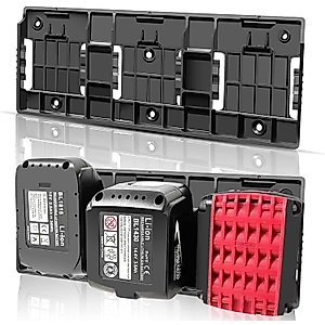 SANIKLITE Battery Holder Set, 3 Tool Holder & 3 Battery Mount for Battery 18V, Wall Mount Storage Rack, Power Tool Organizer