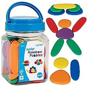 Rainbow Pebbles - Junior - Mini Jar - Ages 18m+ - The Original Sorting and Stacking Stones - First Counting and Sorting Toy