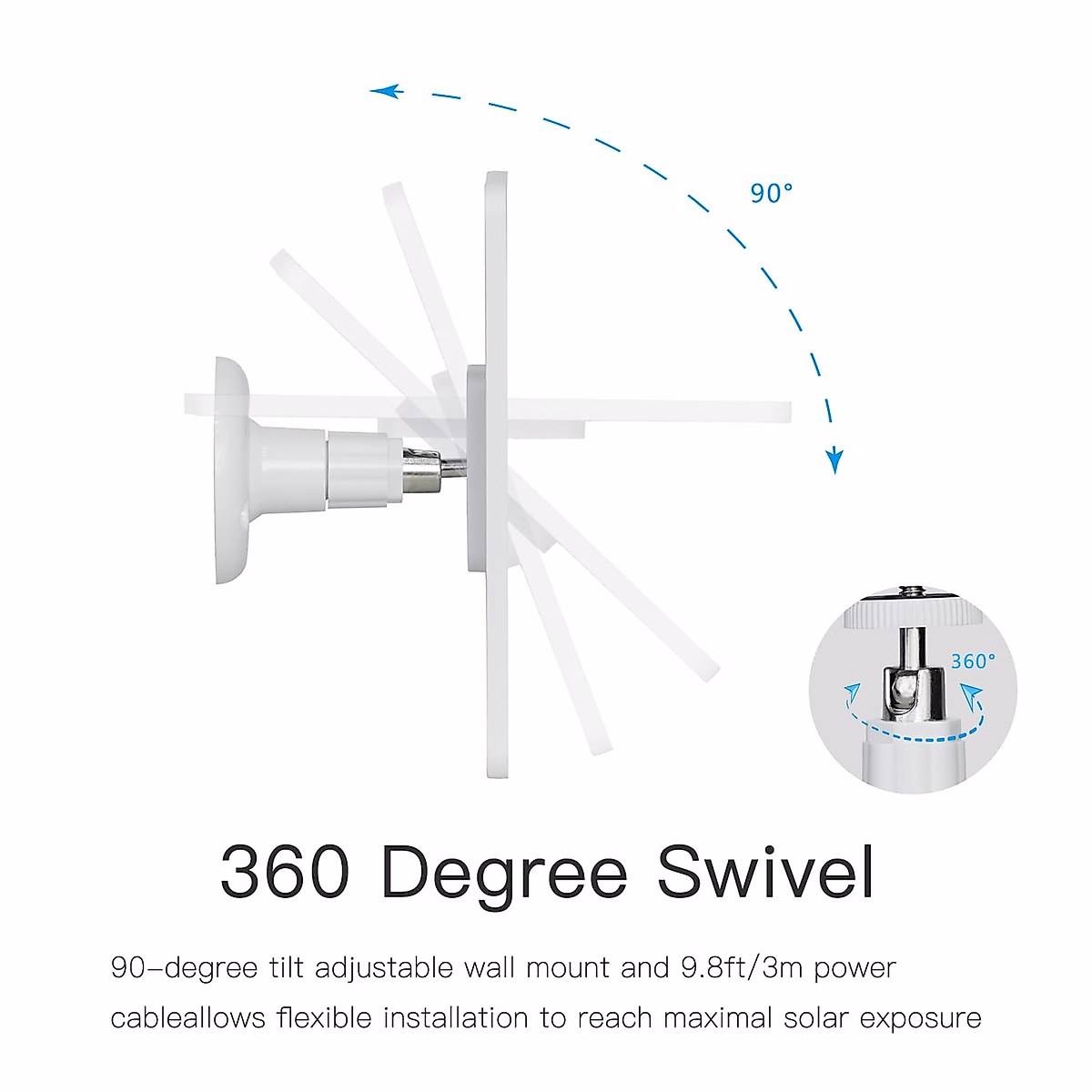 DaybreakAura 5W Solar Panels for Security Cameras - Compatible with Ring Spotlight Cam(Battery), Ring Stick Up Cam Battery - 9.8 Ft Charging Cable - 1PACK (Not for Spotlight Plus/Pro)