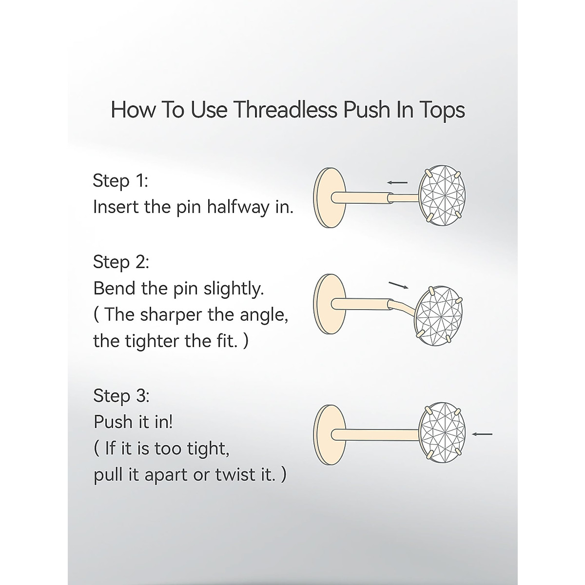 limerencia G23 Hypoallergenic 18g Flat Back Stud Earrings | F136 Implant Grade Titanium Press Fit Threadless Push Pop in Cartilage Helix Labret Lip Monroe Tragus Piercing Studs (4mm White CZ Silver)